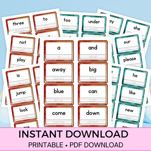 Sight Words Flash Cards - Pre-k & Kindergarten Flashcards - Dolch - PDF ...