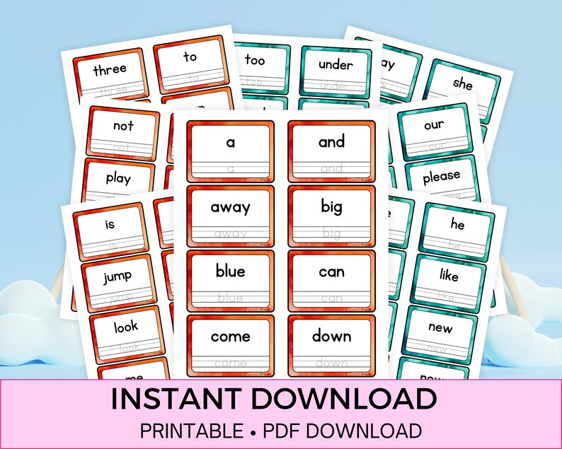 Sight Words Flash Cards - Pre-k & Kindergarten Flashcards - Dolch - PDF ...