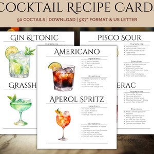 Cocktail Recipe Cards for Aspiring Mixologists - Classic Drink Cheat ...