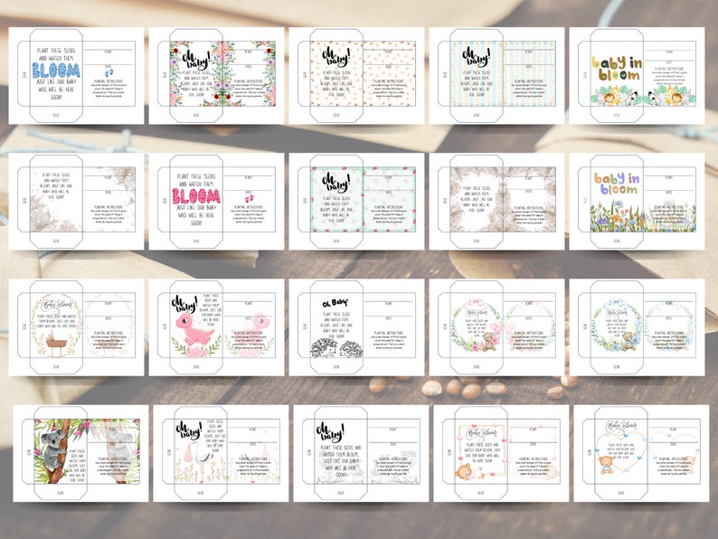 Oh Baby Seed Packet Download - Baby in Bloom - 20 Designs - Printable ...