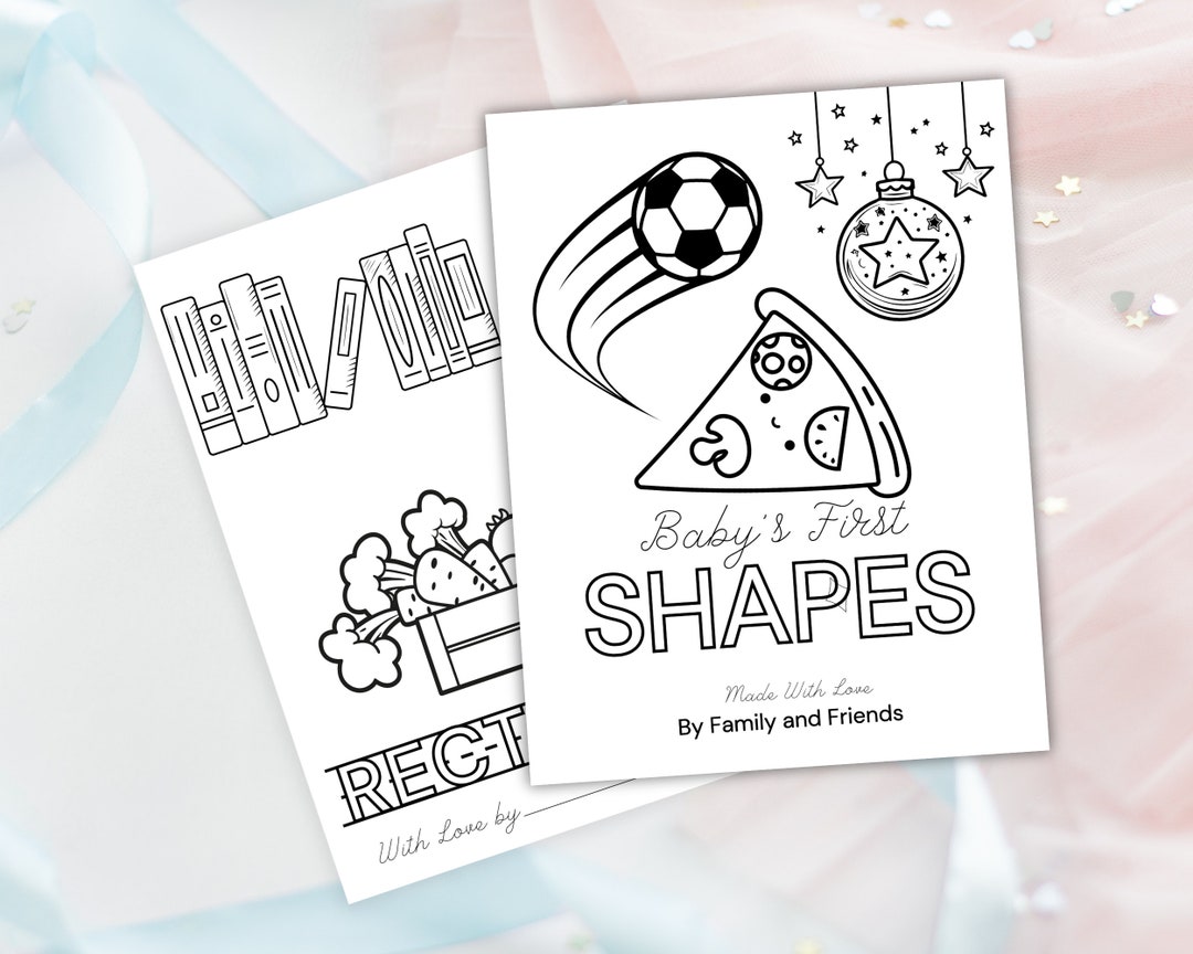 Shapes Baby Shower Coloring Book - Game and Keepsake! US Letter Paper ...