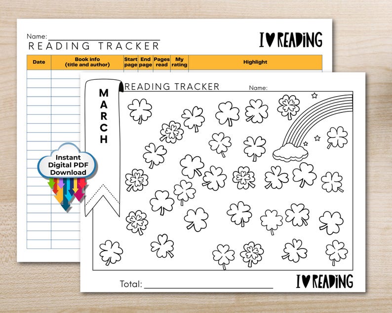 Kids Reading Tracker Journal Printable Monthly Coloring Booklog ...