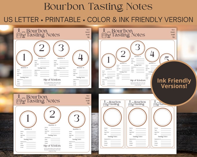 Bourbon Tasting Sheet | Bourbon Tasting Card Printable | Bourbon ...
