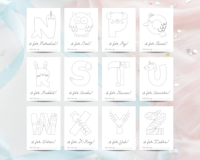 Animal ABC Baby Shower Coloring Book - Alphabet Coloring Pages - Baby ...