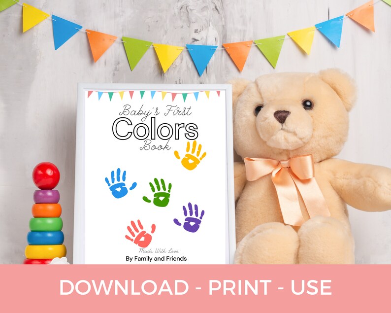 Colors Baby Shower Coloring Book - First Colors Book - Baby Shower Game ...