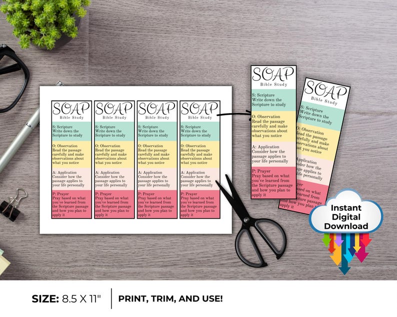 SOAP Bible Study Bookmark - Printable Bible Study Tool, Engaging ...