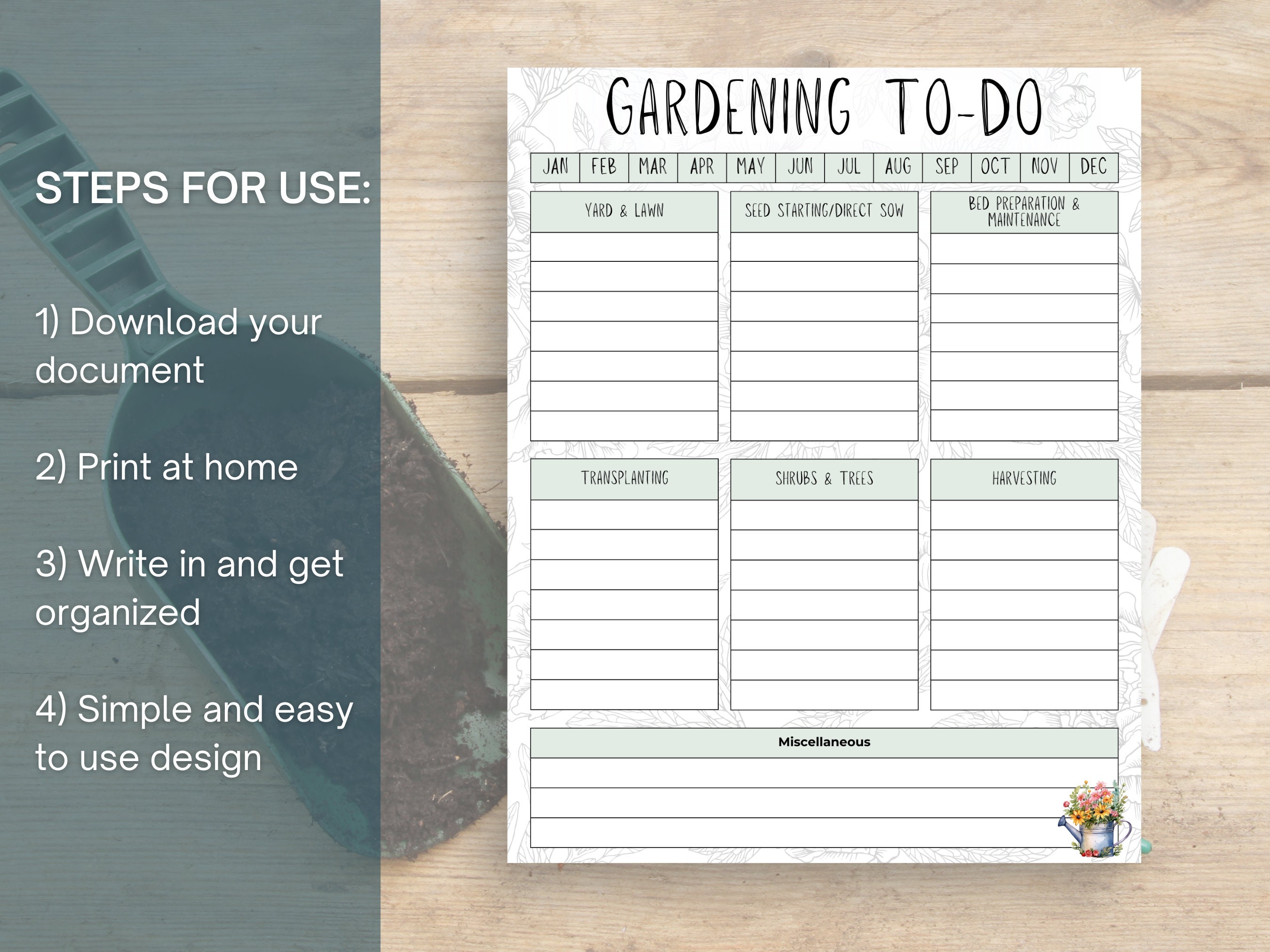 Garden Printable To-do List - Garden Monthly Checklist - Stay Organized ...