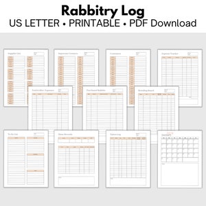 Rabbitry Log and Planner - 40+ Pages - Dated and Undated Calendar ...