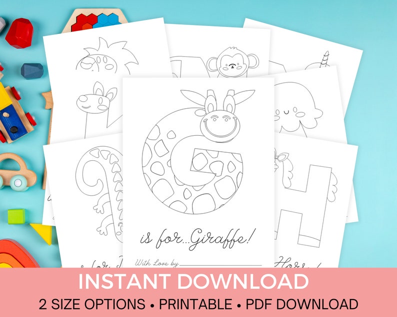 Animal ABC Baby Shower Coloring Book Alphabet Coloring Pages Baby ...