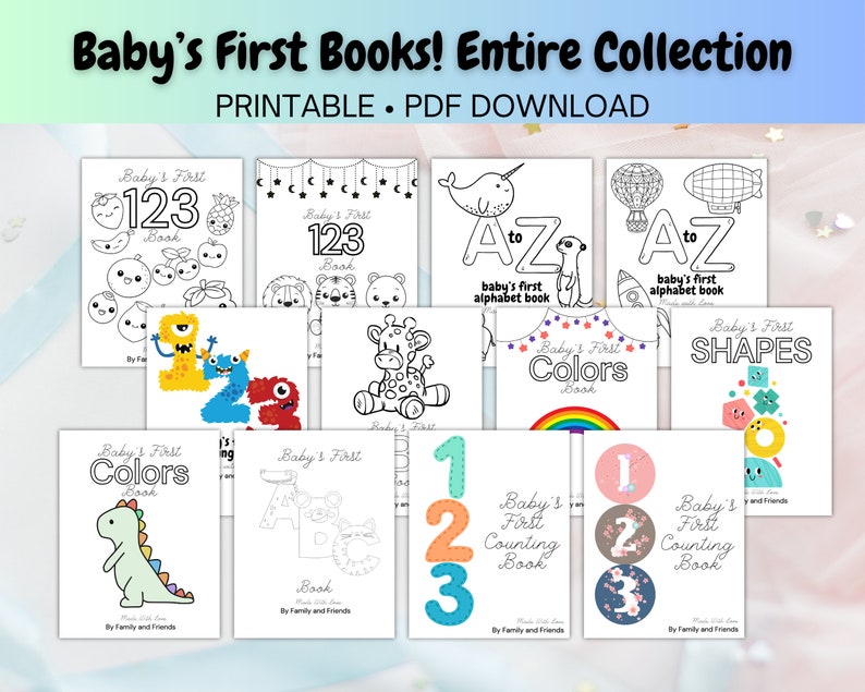 ULTIMATE BUNDLE: ABC Baby Shower Coloring Book, 123, Shapes, Colors ...