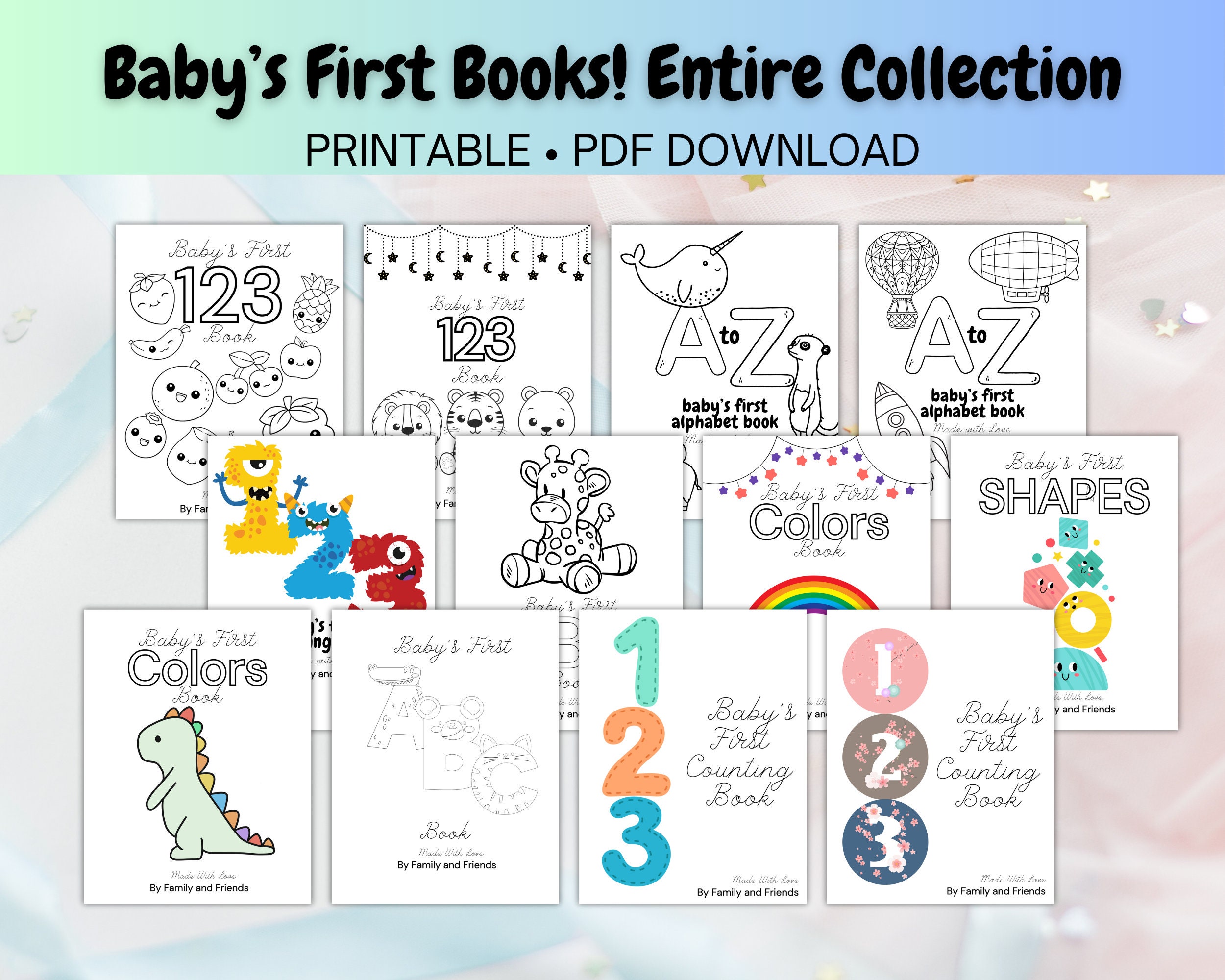ULTIMATE BUNDLE: ABC Baby Shower Coloring Book, 123, Shapes, Colors All ...
