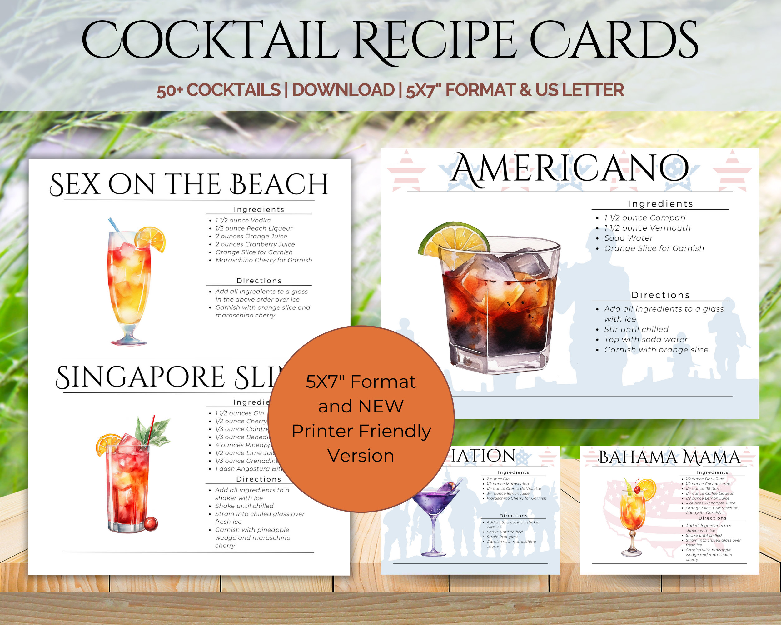 Cocktail Recipe Cards for Aspiring Mixologists - Patriotic - Classic ...