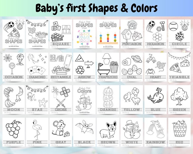 ULTIMATE BUNDLE: ABC Baby Shower Coloring Book, 123, Shapes, Colors All ...
