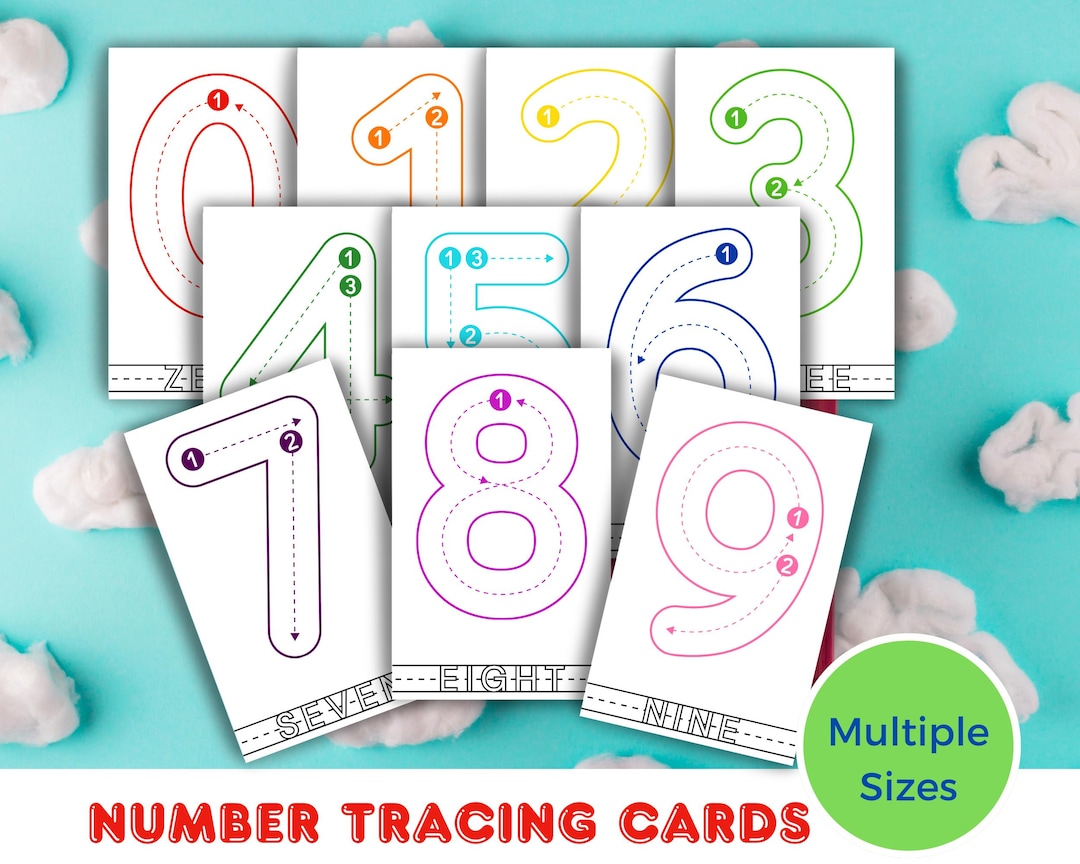 Children's Learning Cards | Number Tracing Flashcards | Educational ...