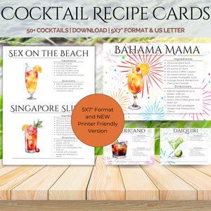 Cocktail Recipe Digital Download - Printable Drink Cheat Sheet PDF PNG ...