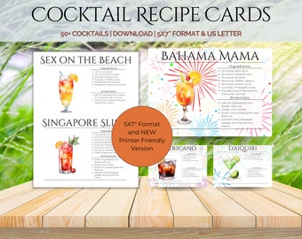 Cocktail Recipe Cards for Aspiring Mixologists Classic Drink Cheat ...