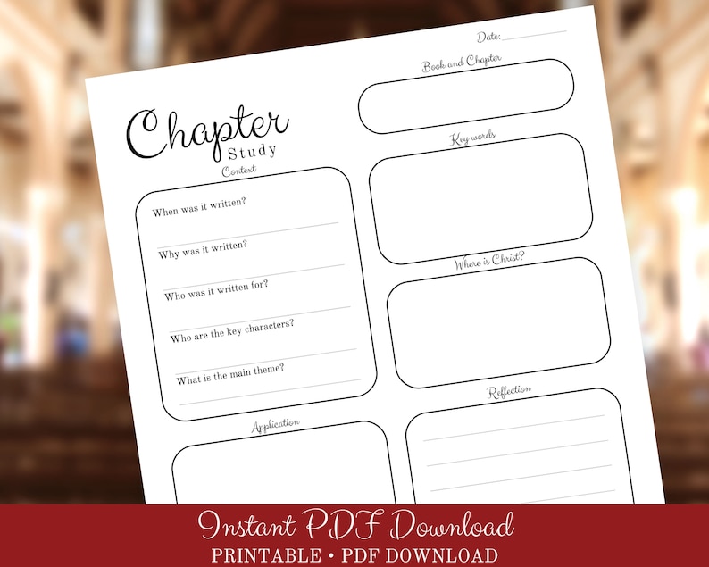 Chapter Bible Study Guide Printable PDF, Structured Chapter Analysis ...