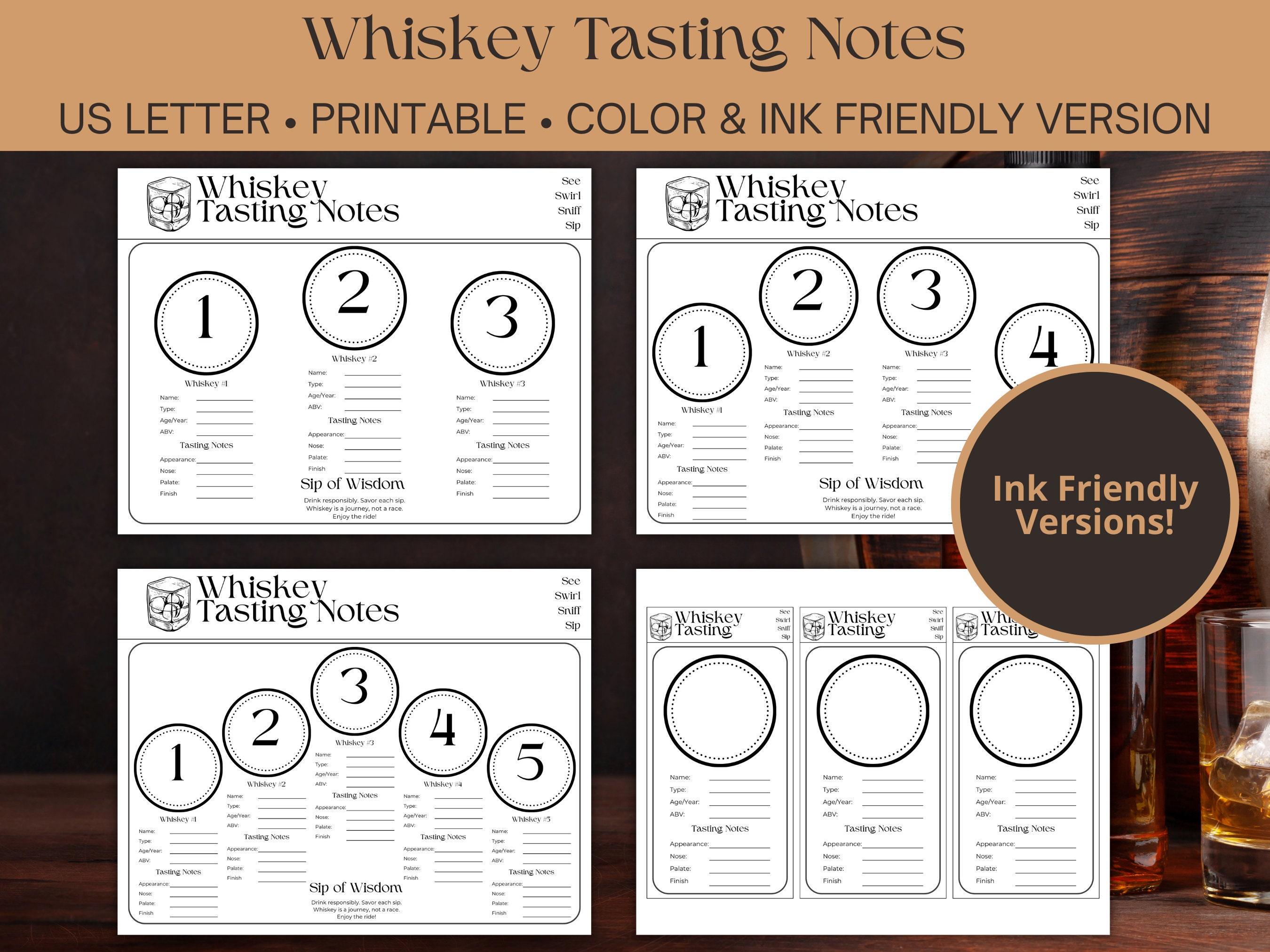 Whiskey Tasting Placemat - Printable PDF for Whiskey Lovers - Rate ...