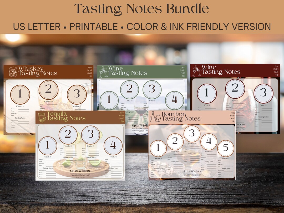 Tasting Mat Bundle - Instant Printable PDF - Rate Cards for Different ...