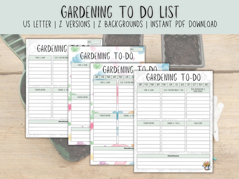 Garden Printable To-do List - Garden Monthly Checklist - Stay Organized ...