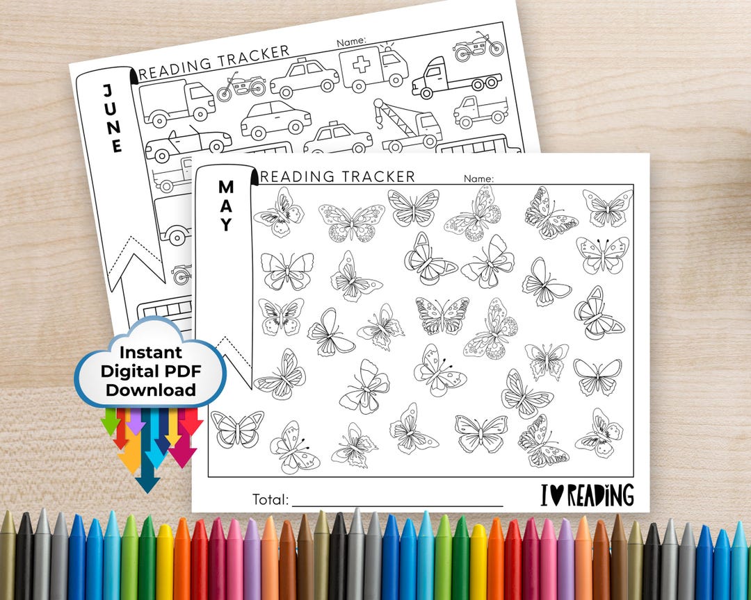 Kids Monthly Reading Tracker | Printable Book Log | 12 Month Reading ...