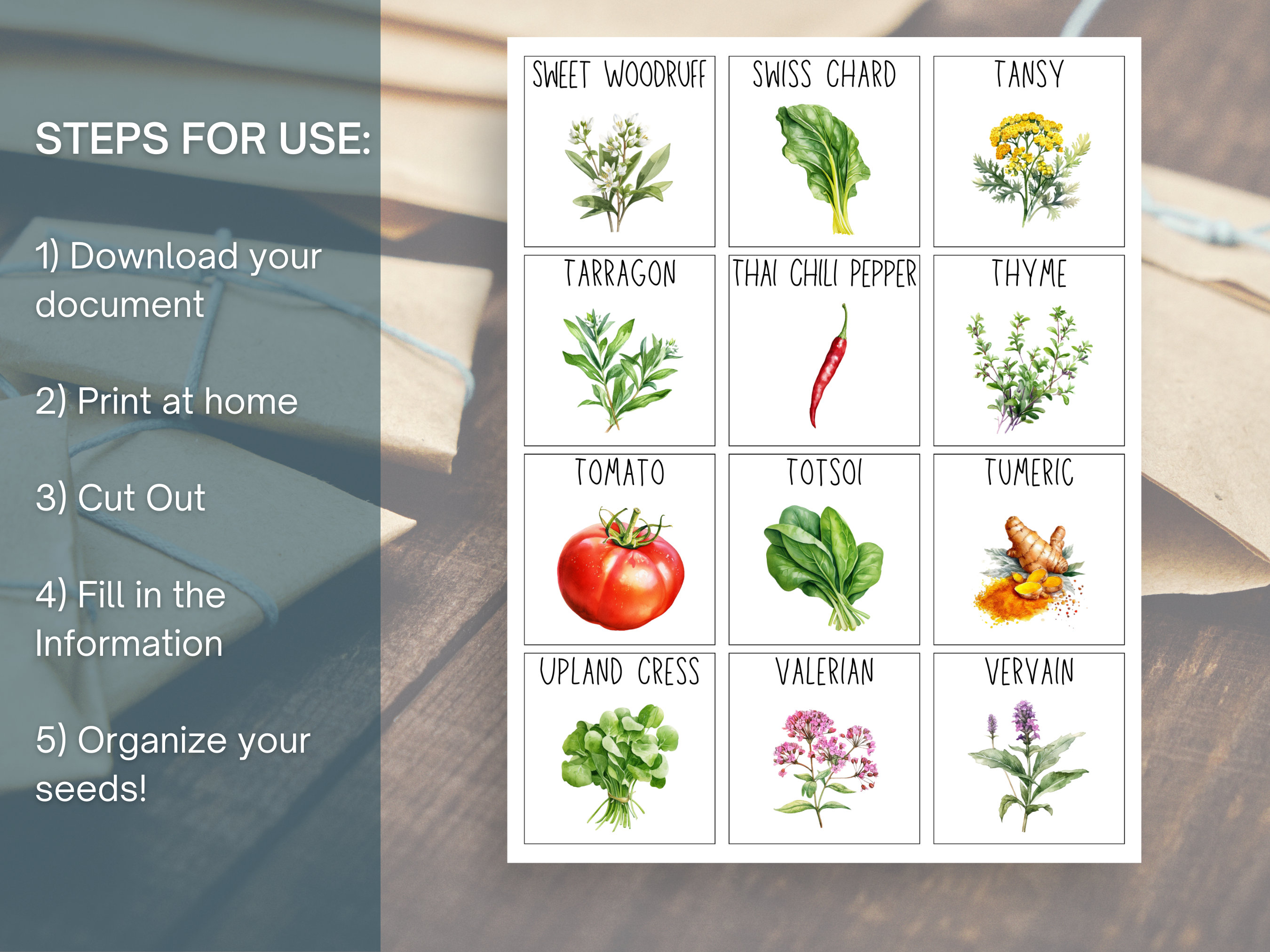 Garden Seed Pack Labels and Plant Markers 164 Colorful Vegetable & Herb ...