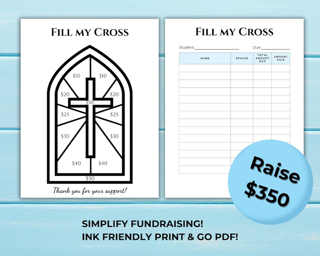 Fundraising Tracking Poster, Church Donation Goal, Fillable Cross ...