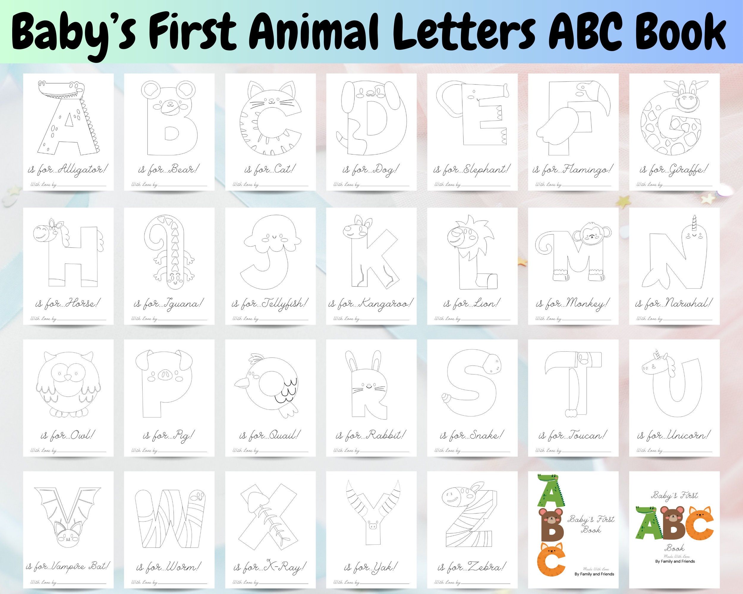 ULTIMATE BUNDLE: ABC Baby Shower Coloring Book, 123, Shapes, Colors All ...