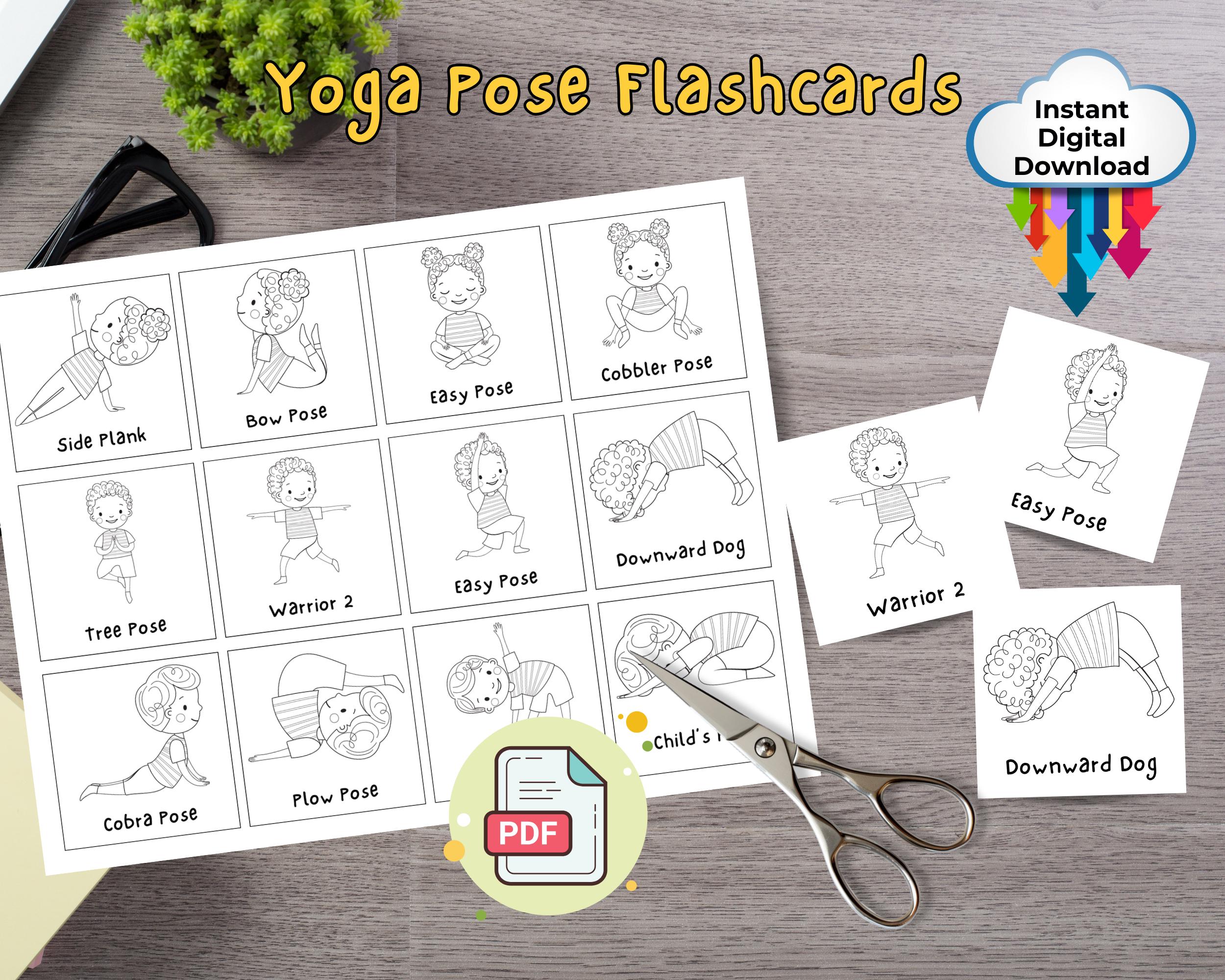 Kids Yoga Flashcards for Mindfulness, 34 Printable Yoga Pose Cards for ...