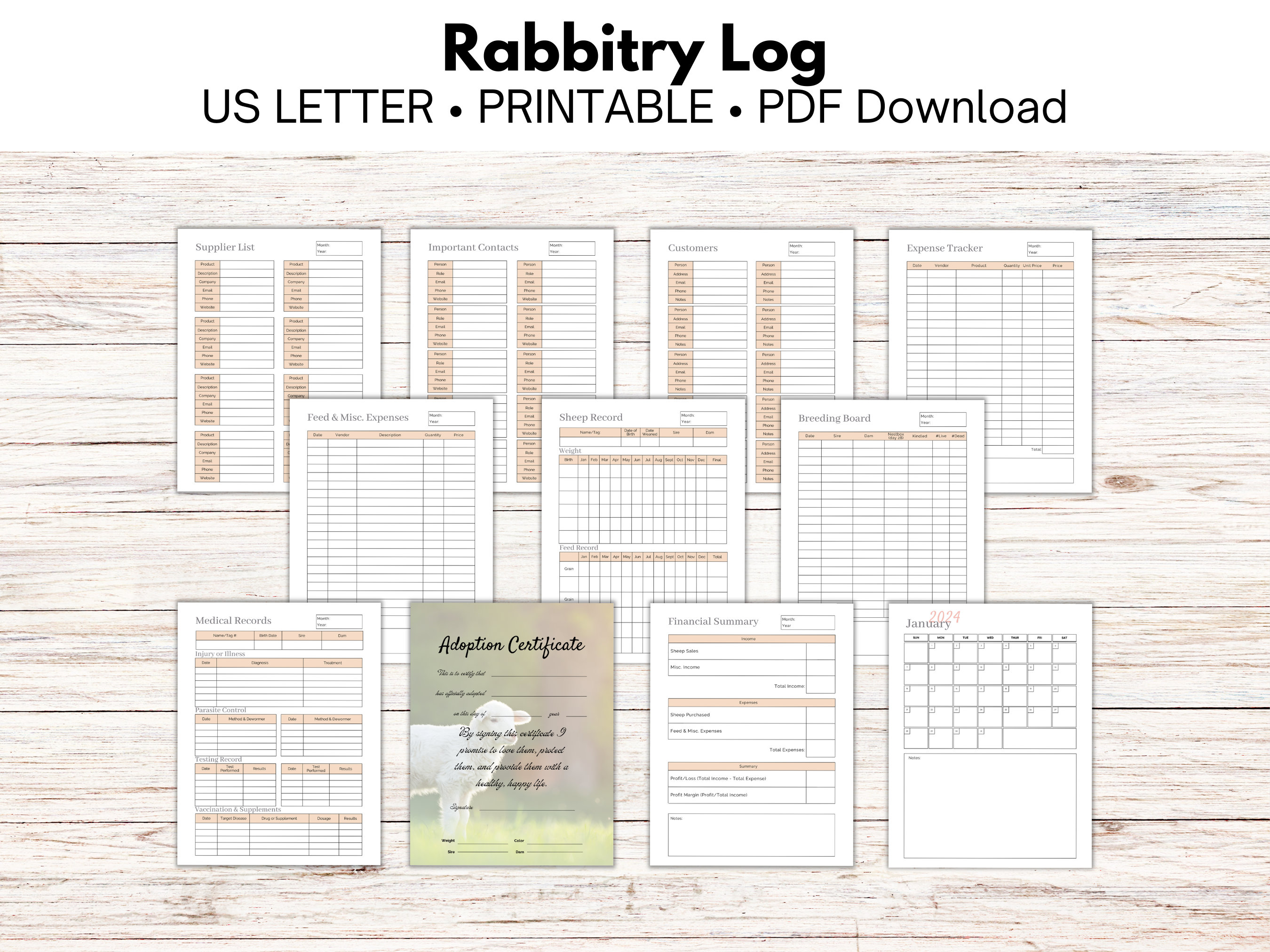 Sheep Record Log - PDF 45+ Pages, Multiple Cover Designs, Breeding ...