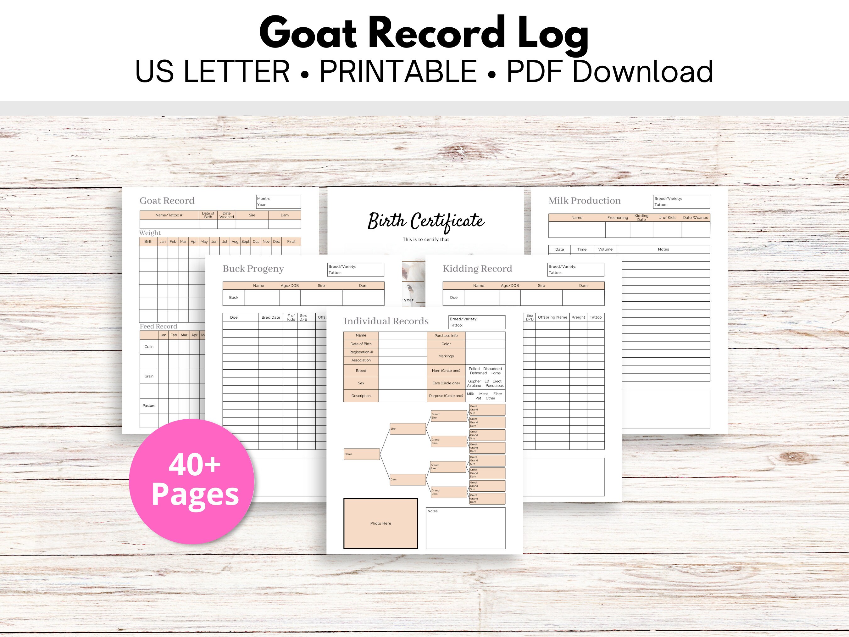 Goat Record Log PDF 45 Pages, Multiple Cover Designs, Breeding Records ...