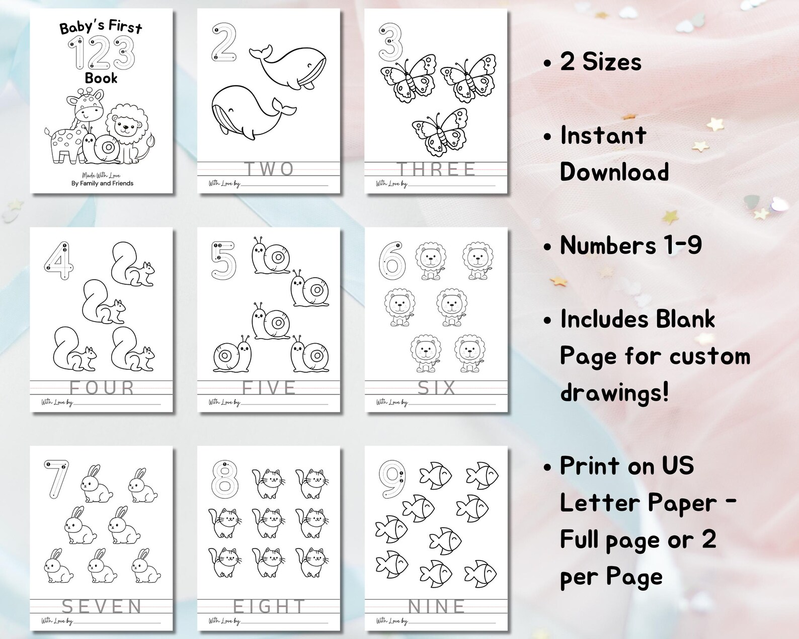 Baby Shower Activity Book, Animal 123 Counting Book, Printable ABC ...