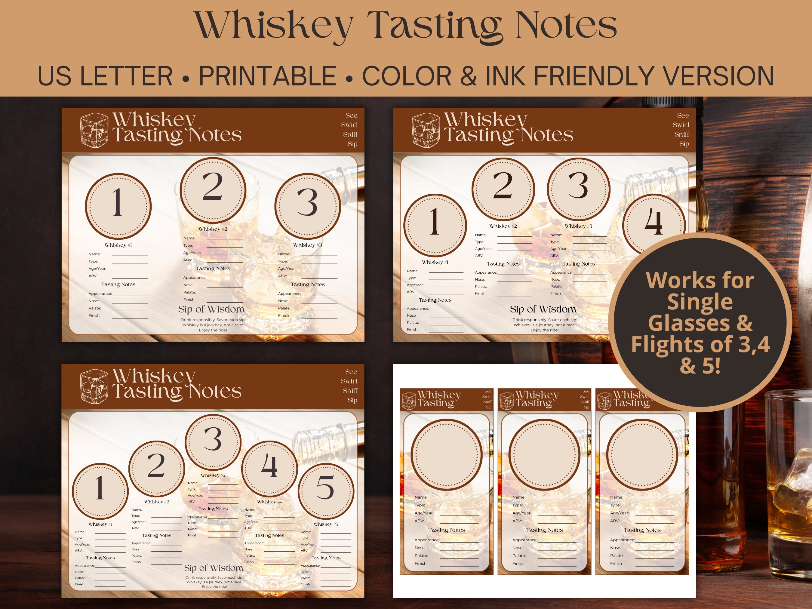 Whiskey Tasting Placemat - Printable PDF for Whiskey Lovers - Rate ...