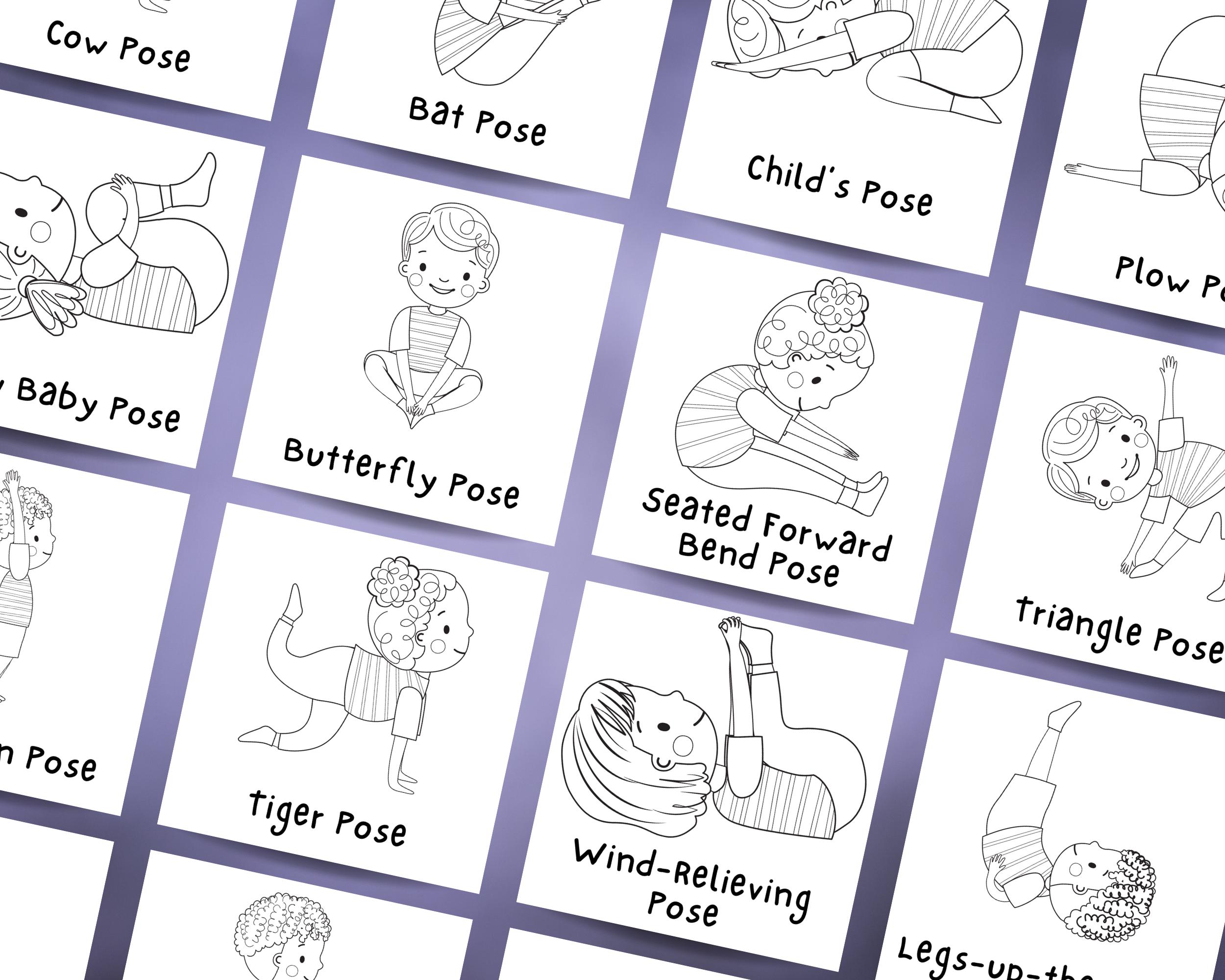 Kids Yoga Flashcards for Mindfulness, 34 Printable Yoga Pose Cards for ...