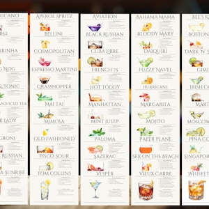 Cocktail Recipe Cards for Aspiring Mixologists - Classic Drink Cheat ...
