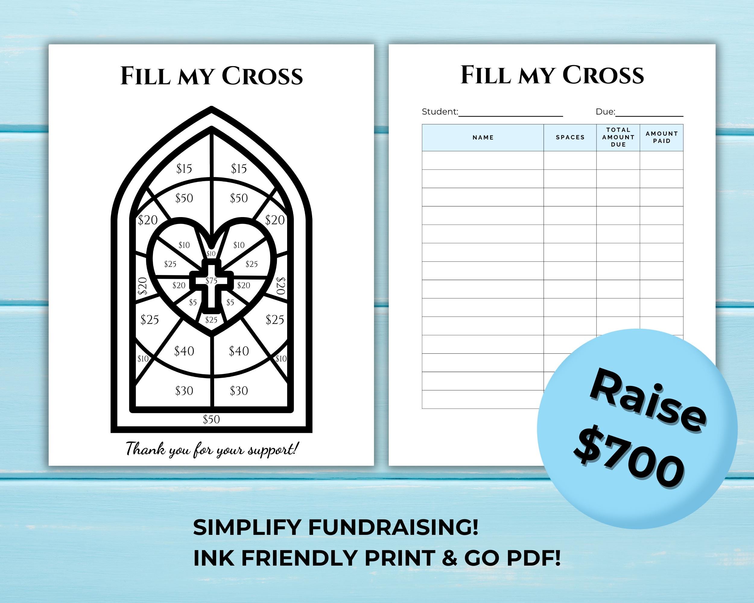 Fill My Cross Fundraiser, Church Donation Tracker, Printable ...