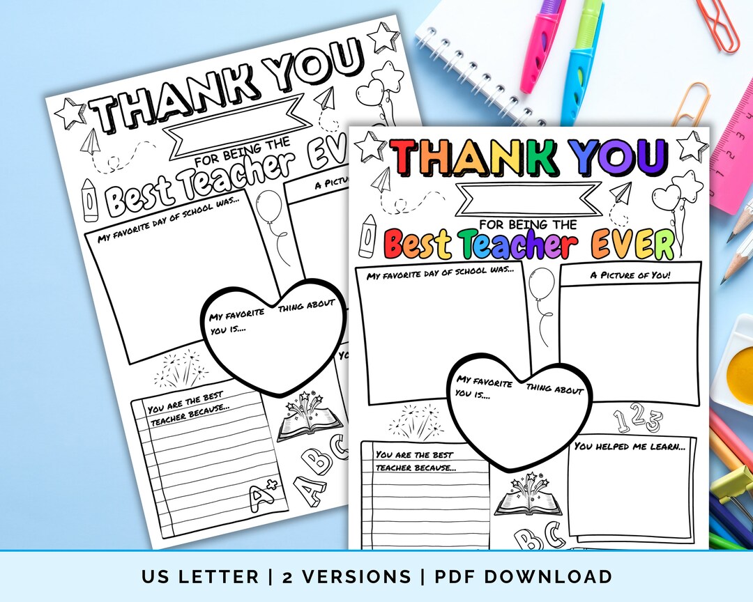 Teacher Appreciation Coloring Page Draw Teacher A Picture Teacher Gift ...