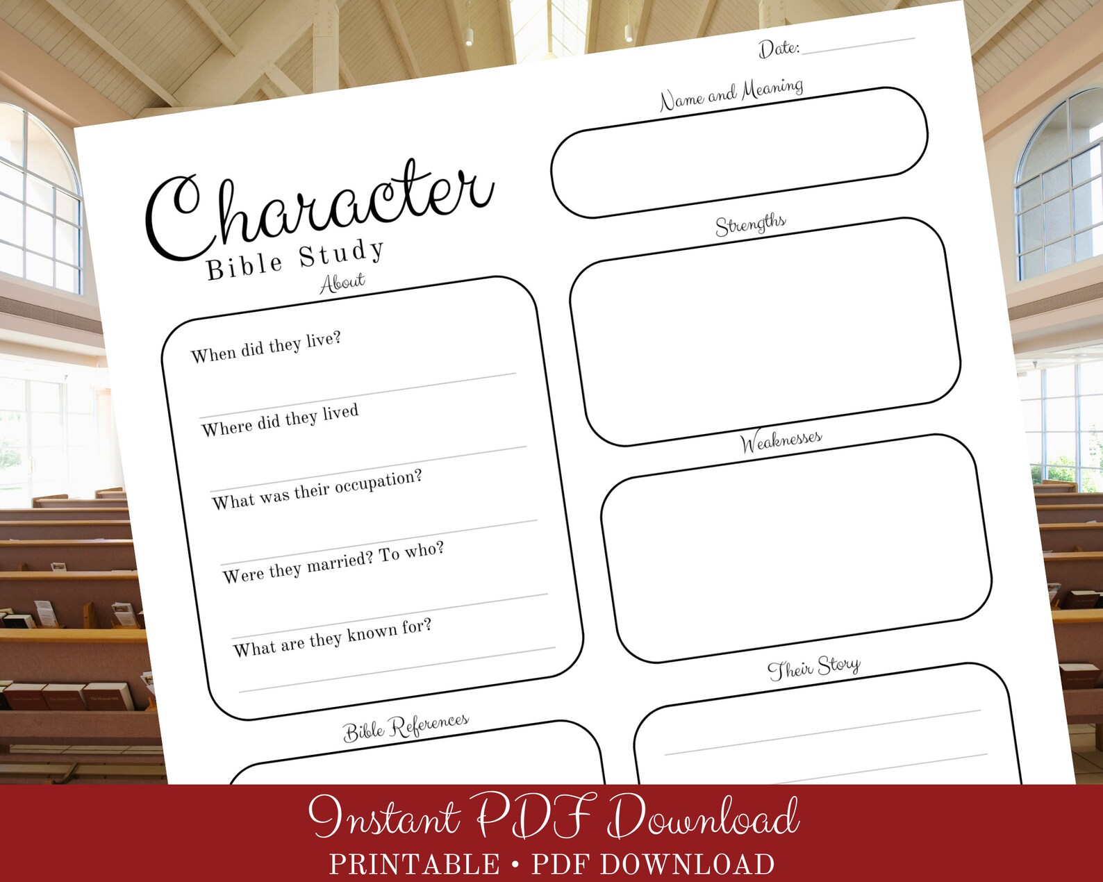 Character Bible Study Guide Printable PDF, Structured Character ...