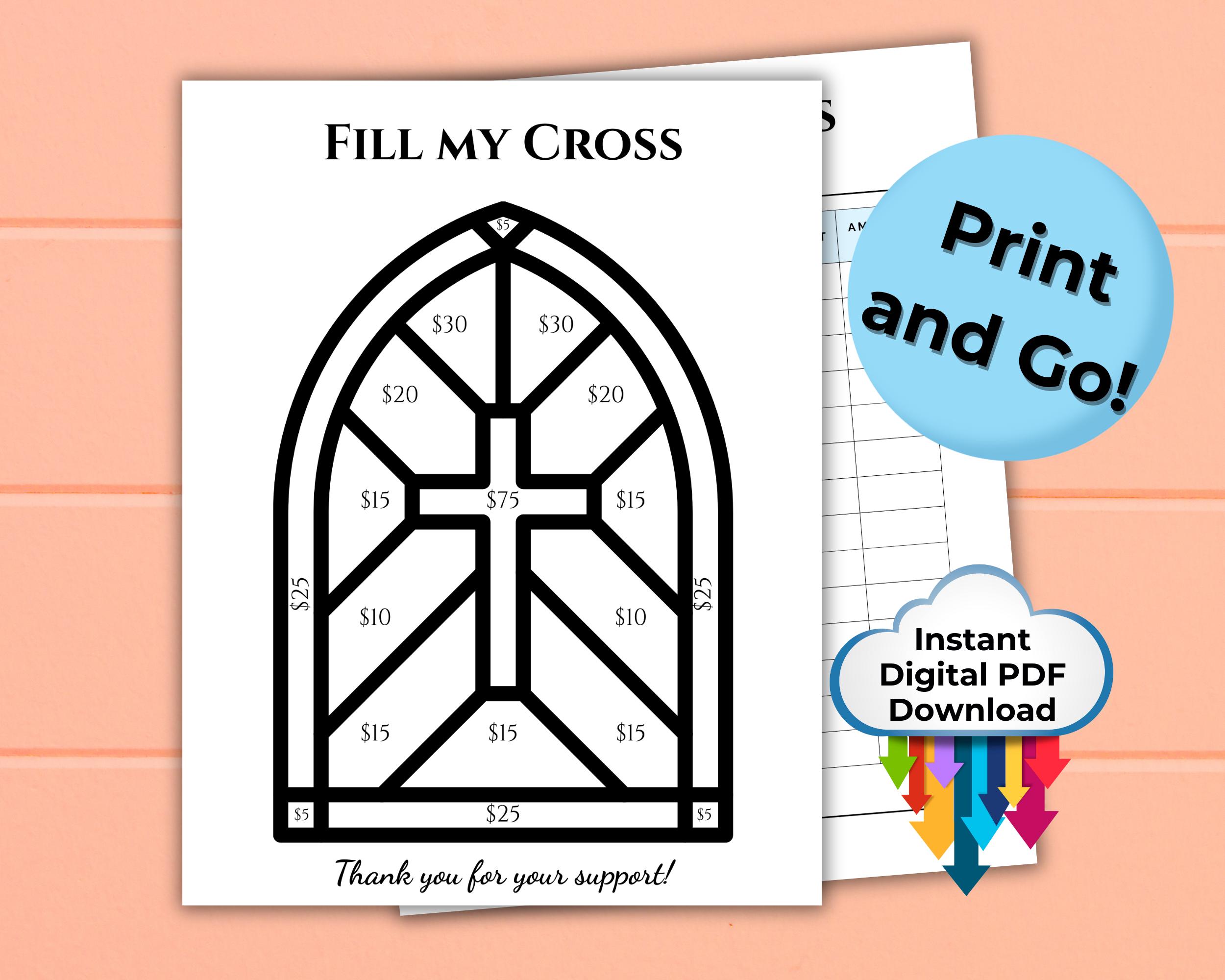 Fundraising Printable, Christian Cross Church Donation Tracker, School ...