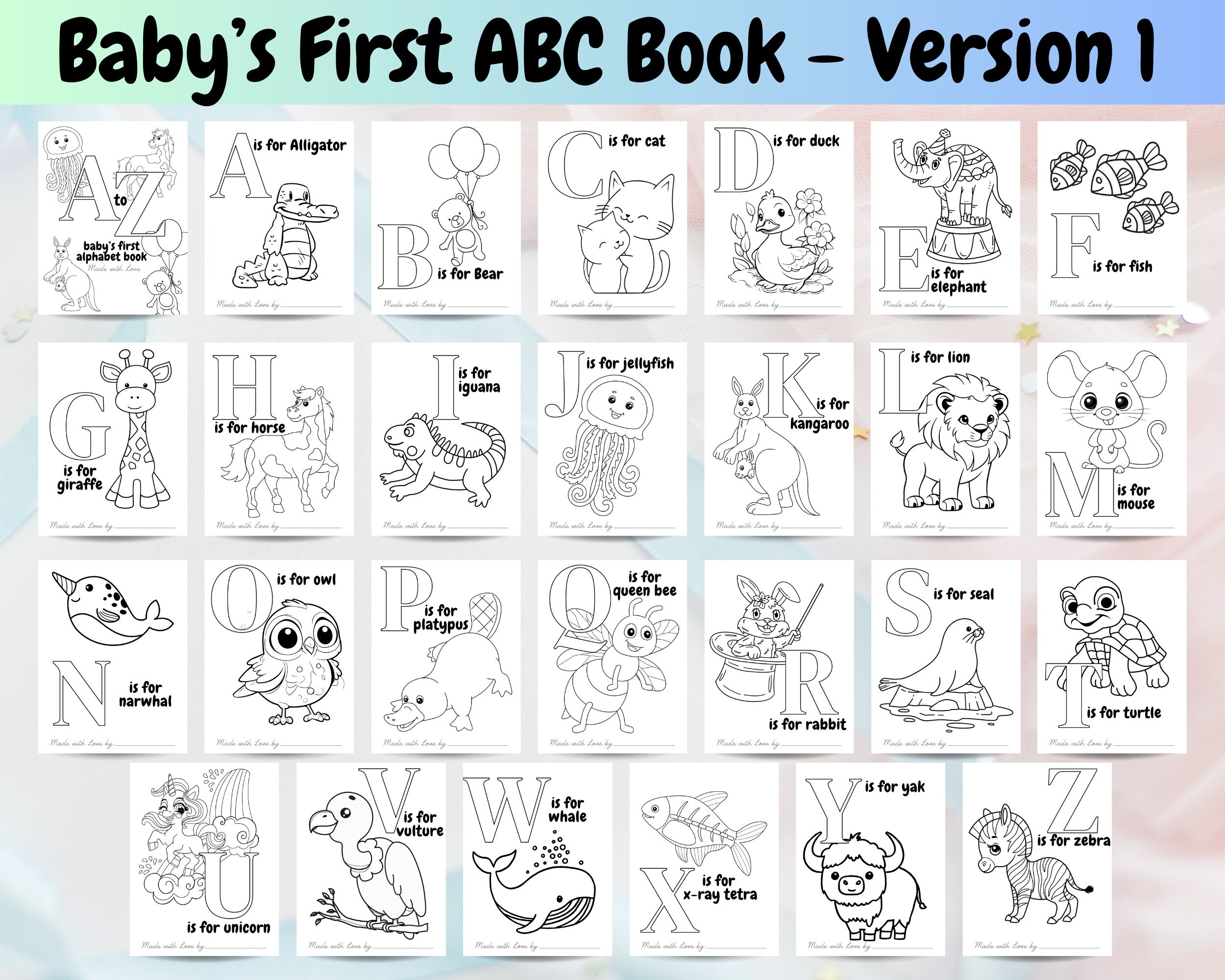 ULTIMATE BUNDLE: ABC Baby Shower Coloring Book, 123, Shapes, Colors All ...