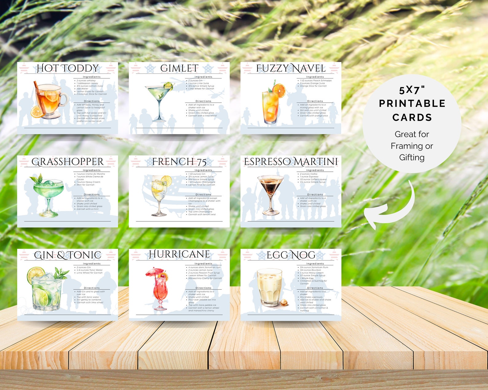 Cocktail Recipe Cards for Aspiring Mixologists - Patriotic - Classic ...