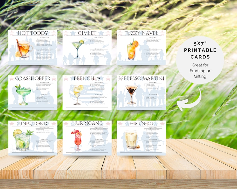 Cocktail Recipe Cards for Aspiring Mixologists - Patriotic - Classic ...