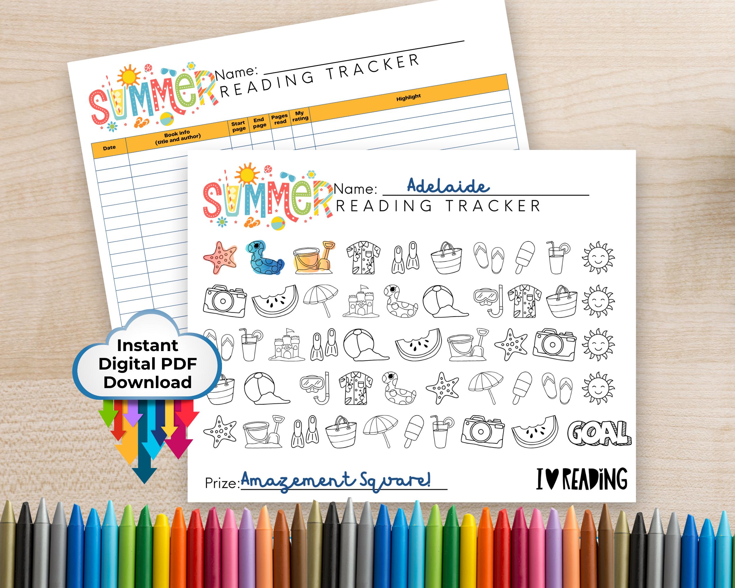 Kids Reading Tracker, Printable Book Log, Summer Reading Challenge, Fun ...