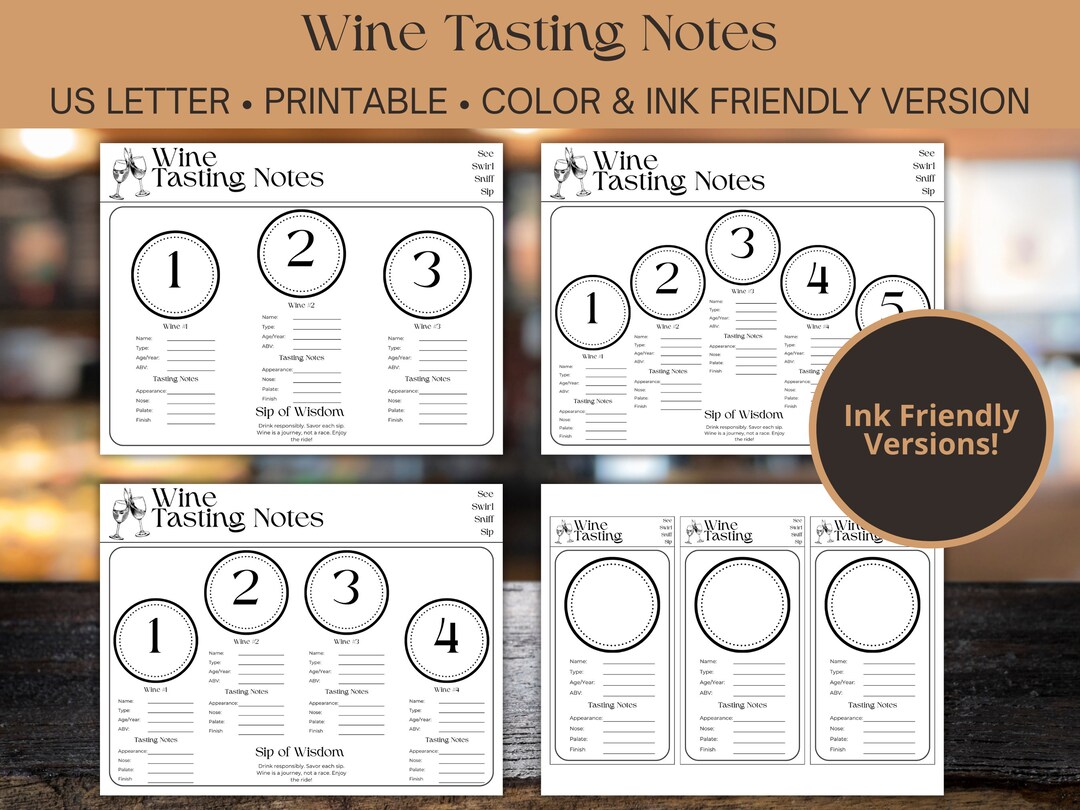 Wine Tasting Mat - Printable PDF for Wine Lovers - 4 Different Size ...