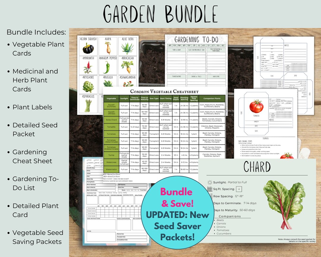 Garden Guide Bundle! Vegetable & Medicinal Plant Cards, Square Foot ...