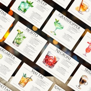 Cocktail Recipe Cards for Aspiring Mixologists - Classic Drink Cheat ...