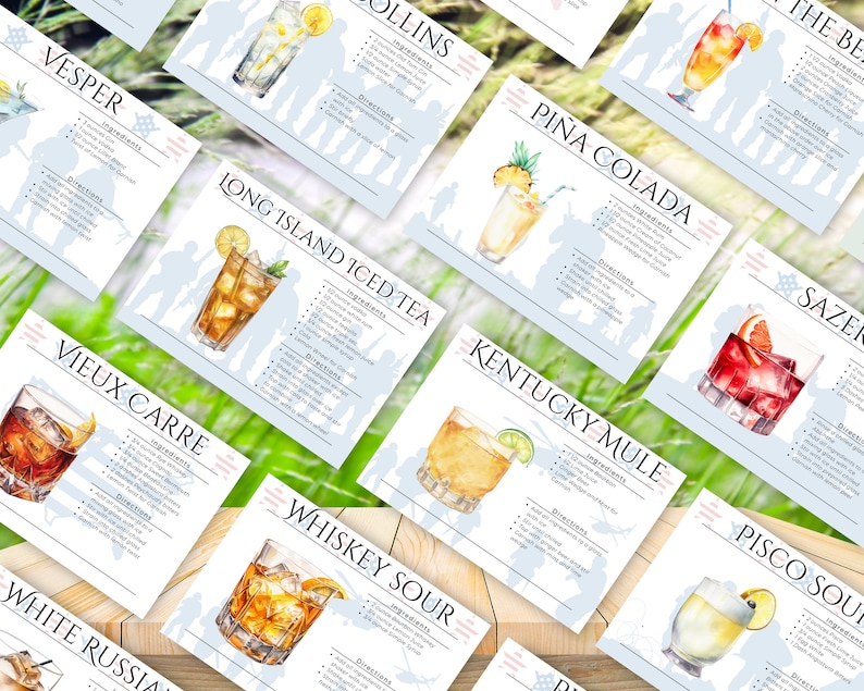Cocktail Recipe Cards for Aspiring Mixologists - Patriotic - Classic ...