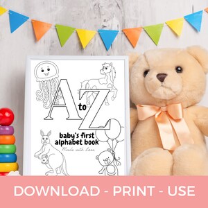 ABC Baby Shower Coloring Book - Animal Alphabet Coloring Pages - Baby ...