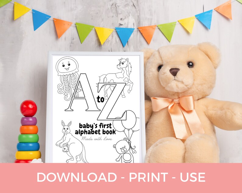 ABC Coloring Book Baby Shower Animal Alphabet Coloring Pages Baby ...