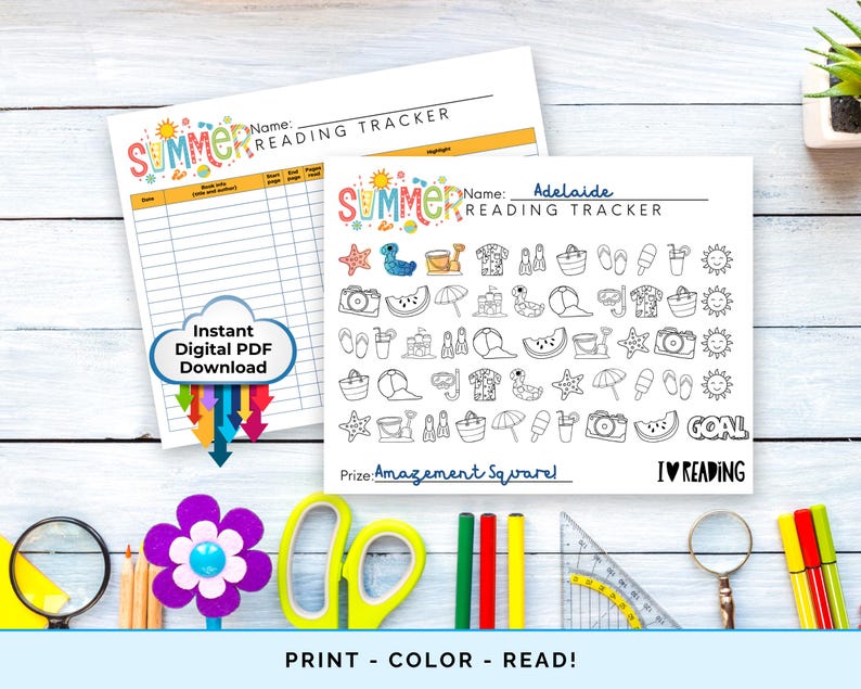 Kids Reading Tracker, Printable Book Log, Summer Reading Challenge, Fun ...